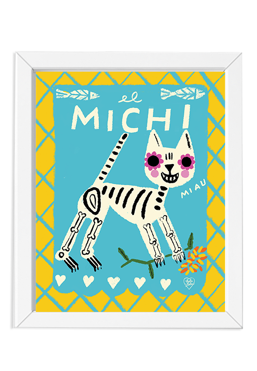 Michi (Día de muertos México) Art Print – Holalola
